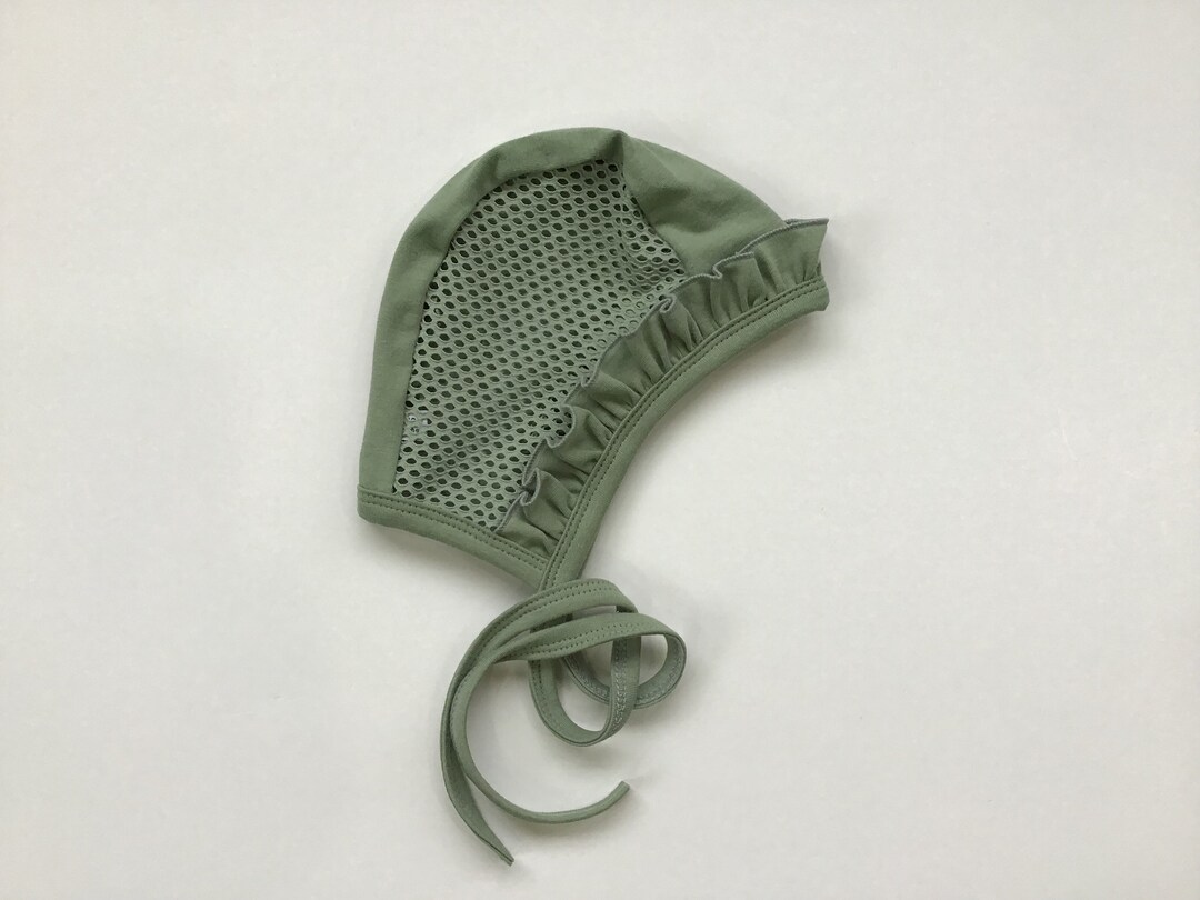 Sage Green Ruffle Pilot Hat, Hearing Aid Hat With Mesh, Cochlear ...