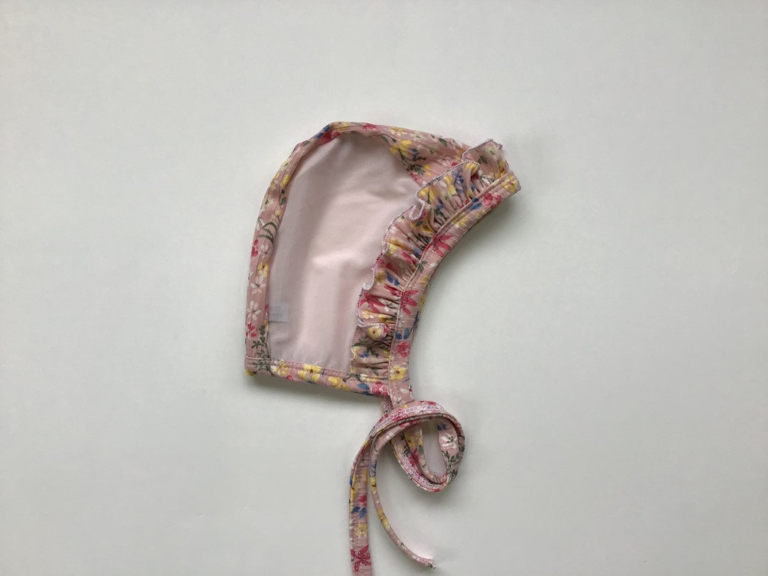 Pink Floral Rib Ruffle Pilot Hat, Hearing Aid Hat With Mesh, Cochlear ...