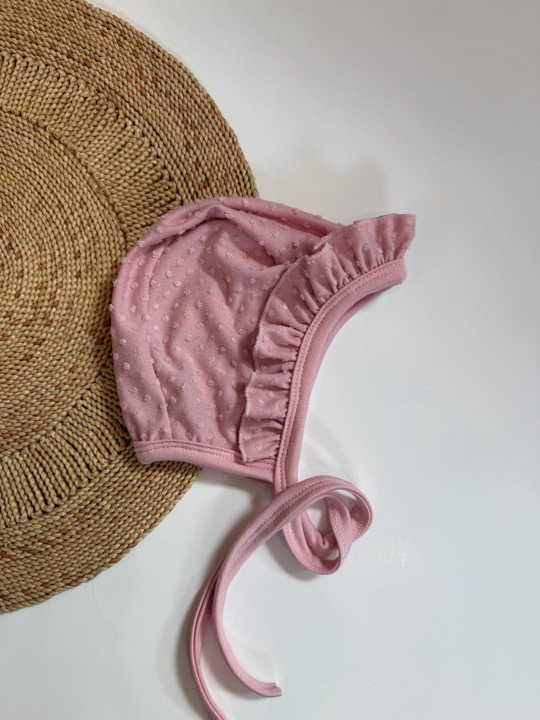 Ruffle Dotted Swiss Knit Baby Pilot Hat, Baby Girl Hat, Hearing Aid Hat ...