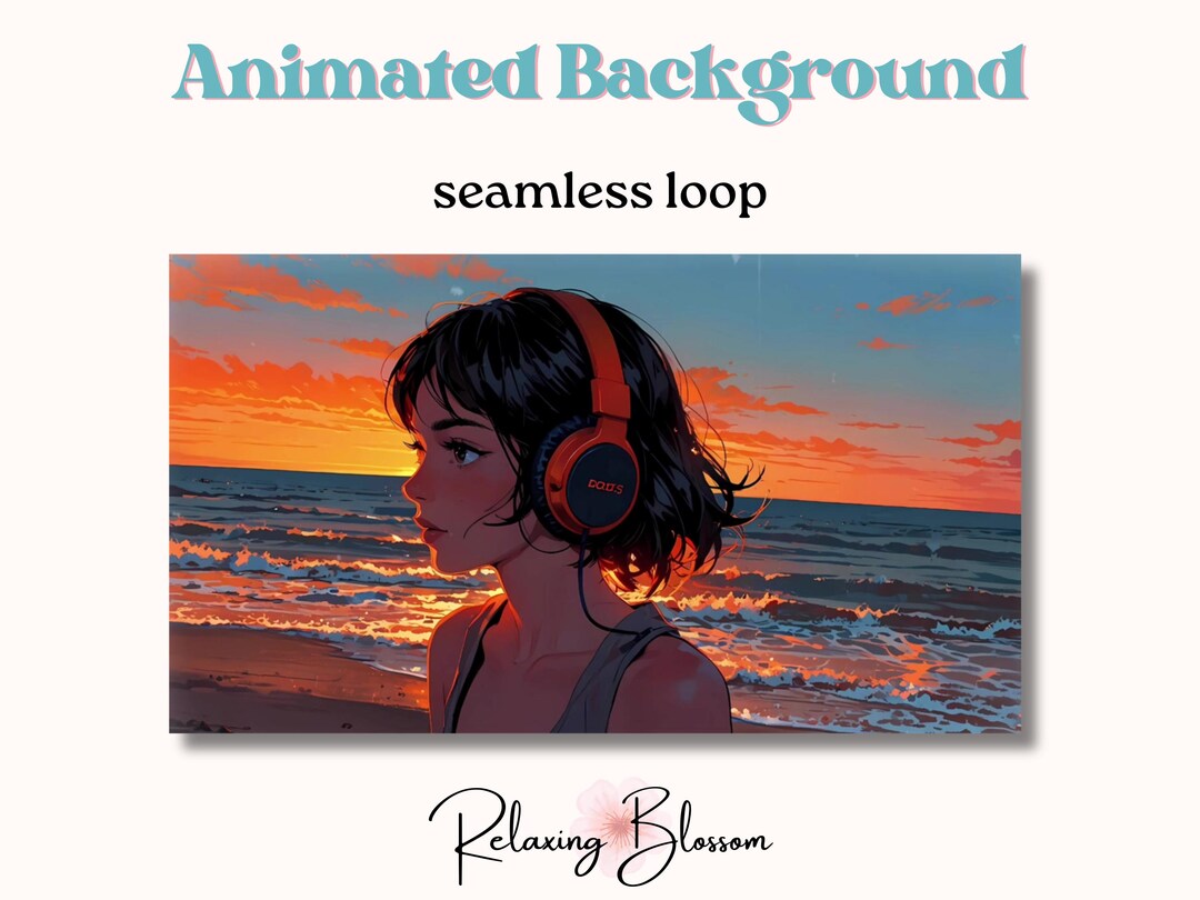 Sunset Beach Animated Background | Seamless Loop Wallpaper (digital ...