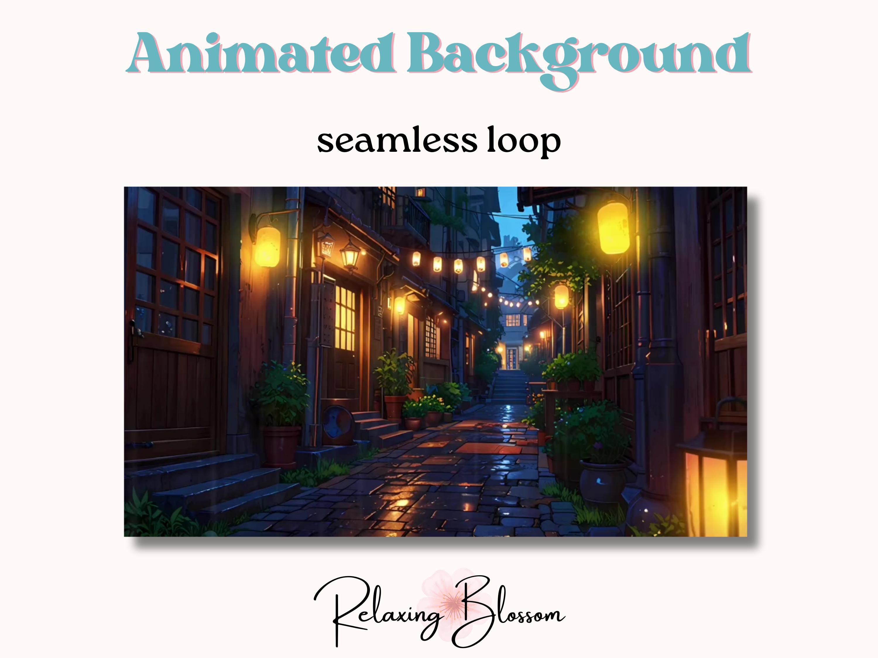Rainy Alley Animated Background: ASMR, Streaming, Youtube (digital ...