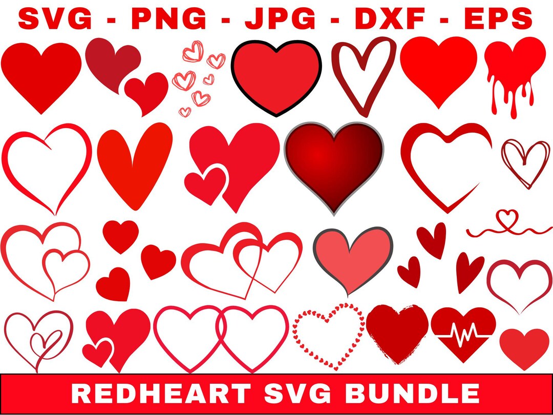 Red Heart SVG, Valentine's Day Svg, Red Hearts Bundle, Love Svg, Heart ...