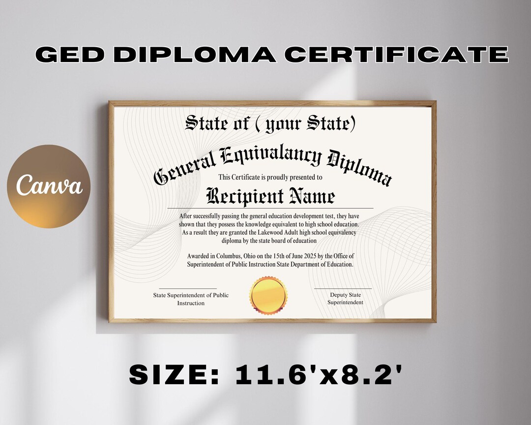 Editable Ged Diploma Template, Customizable Diploma Template ...