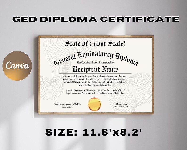 Editable Ged Diploma Template, Customizable Diploma Template ...