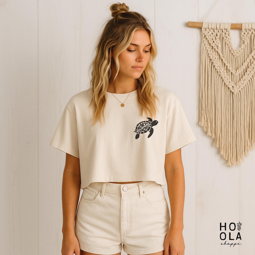Sea Turtle Crop Top: Honu Hawaii Graphic Tee - Coastal Surf Style - Etsy