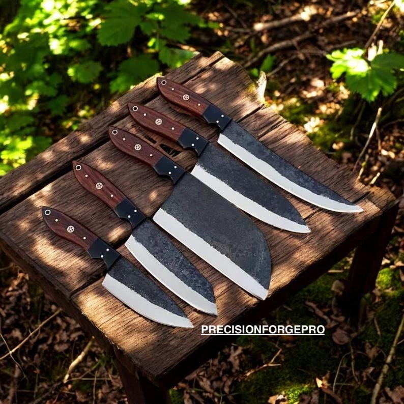 Premium Custom Knife Set for Chefs – Stainless Steel Blades & Leather ...