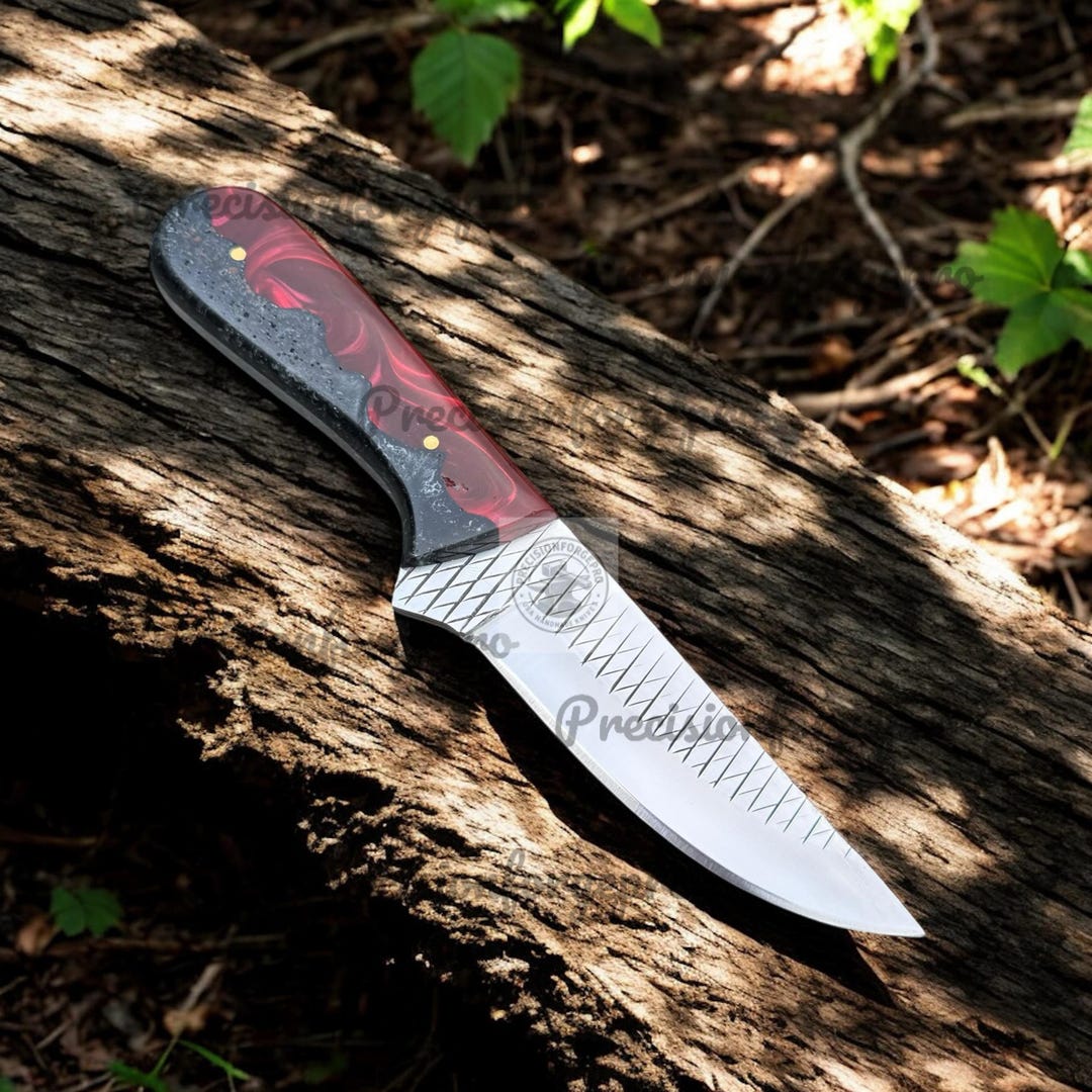 Handmade Rasp Steel Cowboy Knife: Resin Handle, Leather Sheath - Etsy
