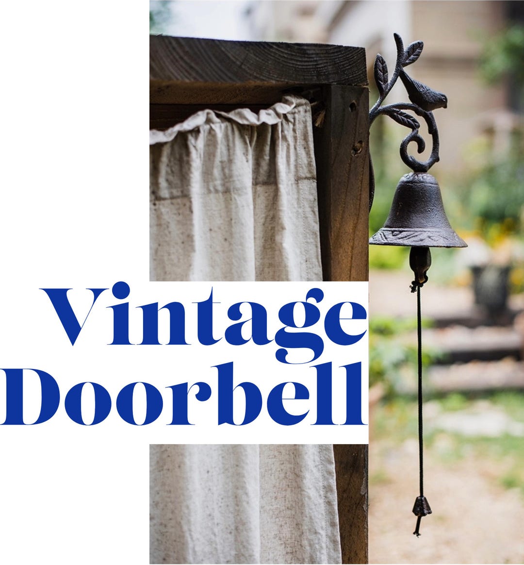 Vintage Cast Iron Doorbell: Rustic Bird & Vine Hand Bell - Etsy