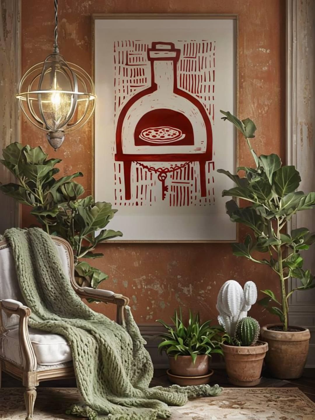 Stylized Pizza Oven Print, Lino Print, Pizza Art, Pizza Lover Gift ...