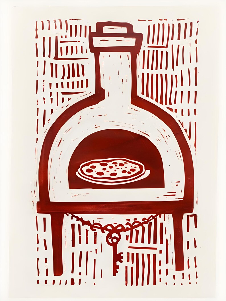 Stylized Pizza Oven Print, Lino Print, Pizza Art, Pizza Lover Gift ...