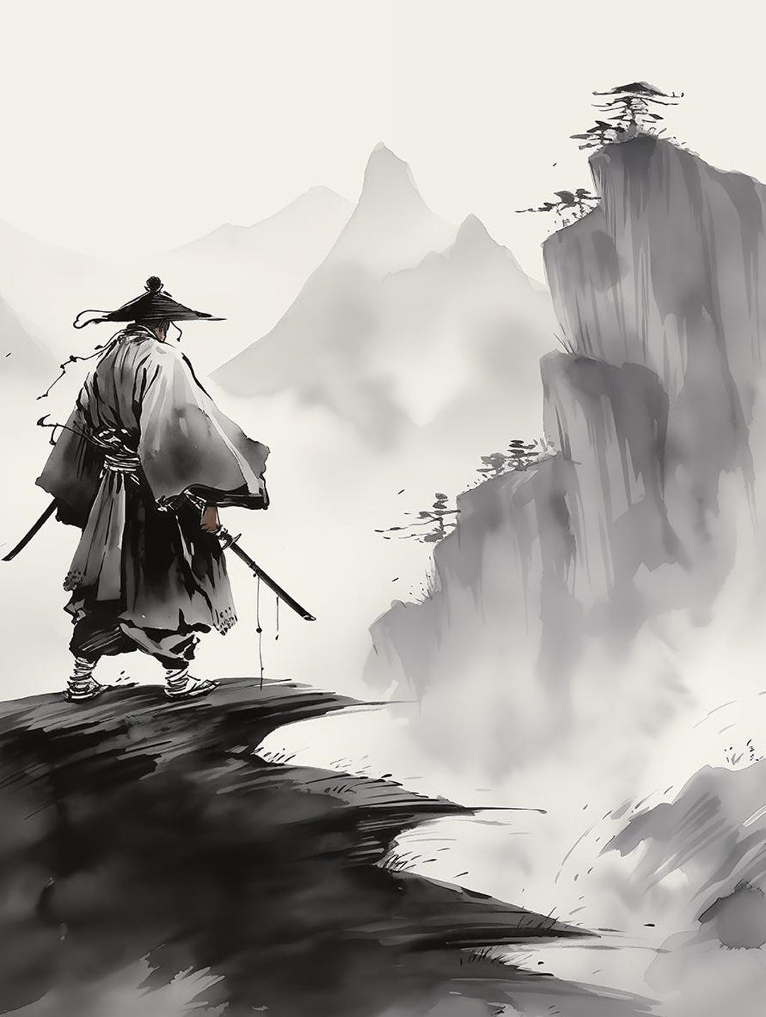 Samurai Printable Art, Japanese Warrior Painting, Samurai With Katana ...