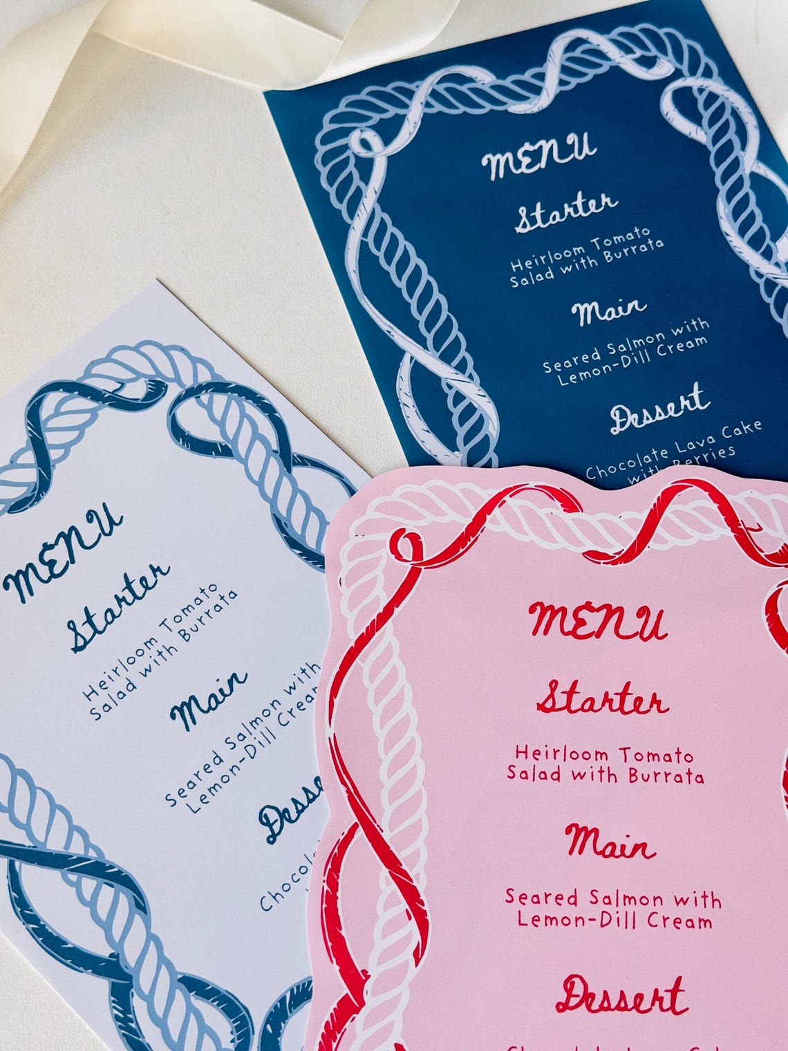 Nautical Wedding Menu Template, Rope Border, Coastal Decor (canva ...