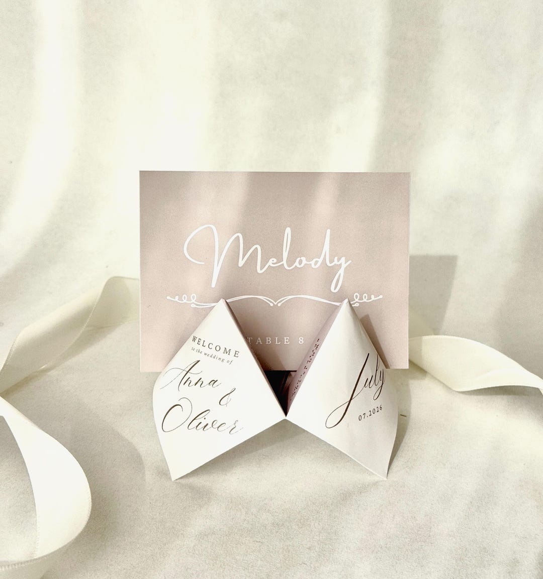 Wedding Cootie Catcher Menu, Origami Fortune Teller Place Card ...