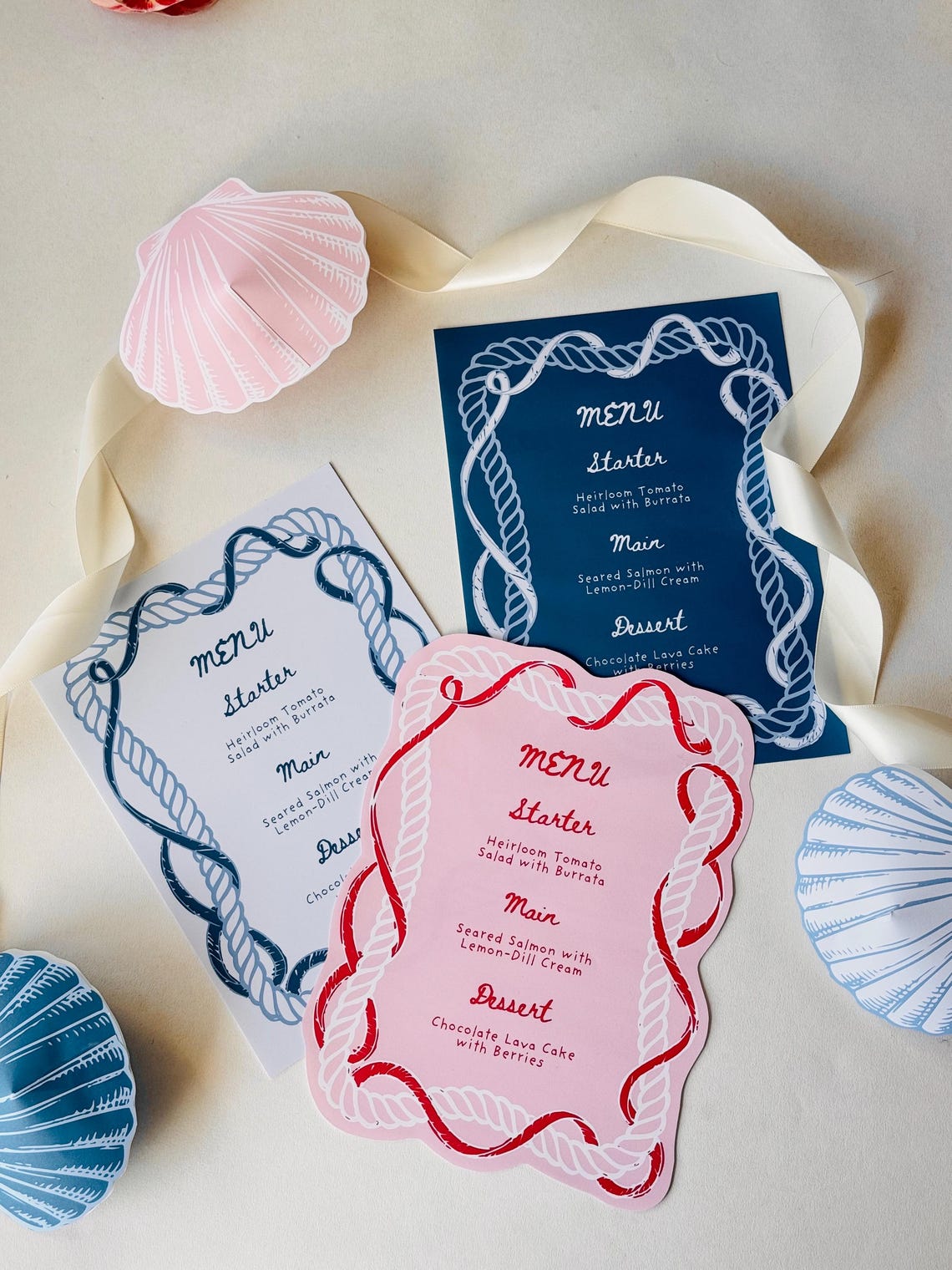 Nautical Wedding Menu Template, Rope Border, Coastal Decor (canva ...