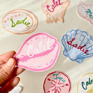 Editable Shell Place Cards & Gift Tags, Table Number, Custom Beach ...