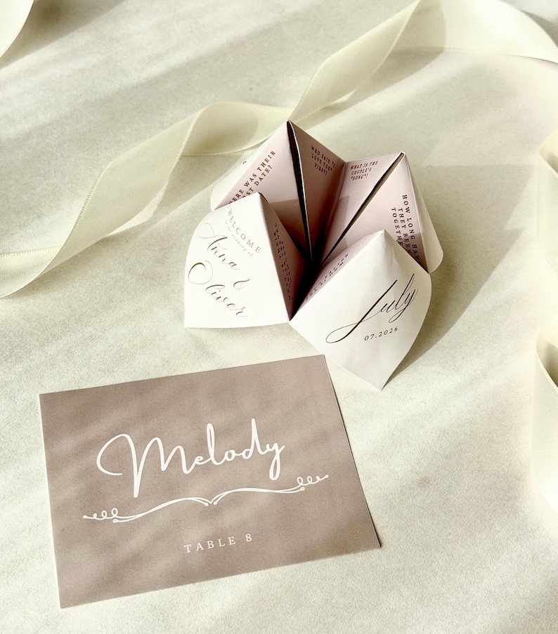 Menù per matrimonio "Cootie Catcher", segnaposto origami "Fortune ...
