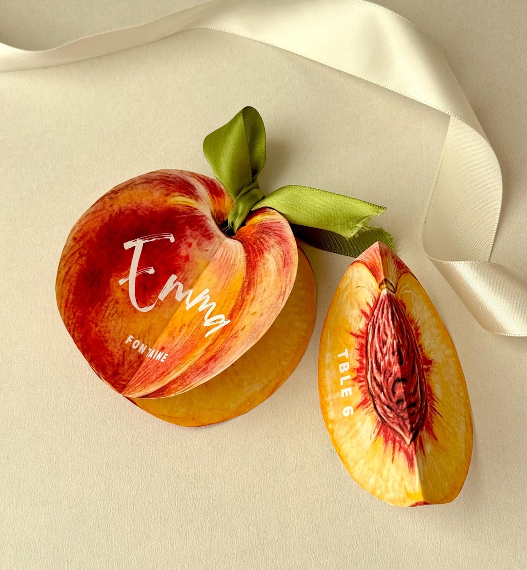 Editable Peach Place Card, Menu, Table Number Canva Template (digital ...
