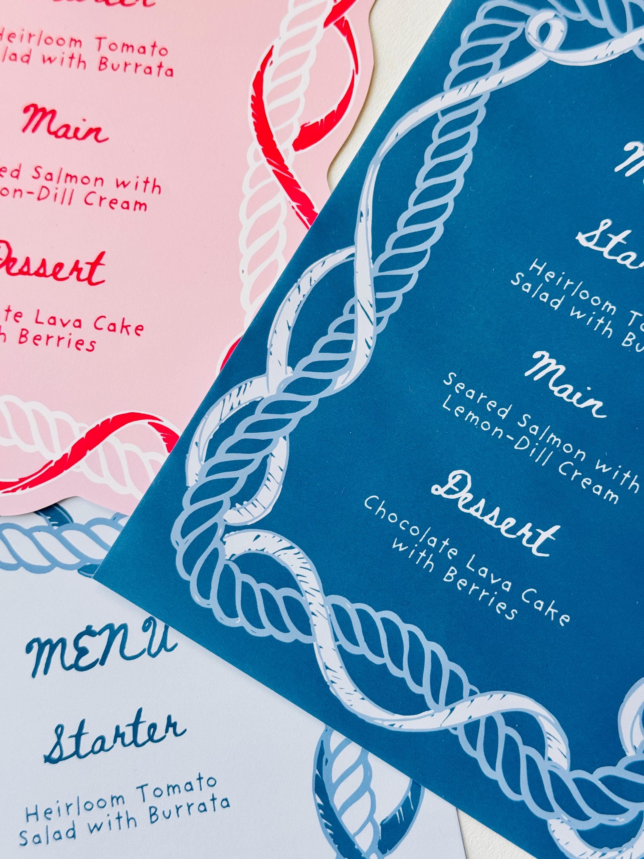 Nautical Wedding Menu Template, Rope Border, Coastal Decor (canva ...
