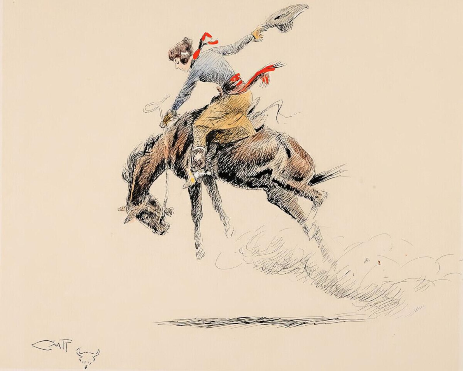 Lady Buckaroo Sketch by Charles M Russell - Premium Fine Art Print - Etsy