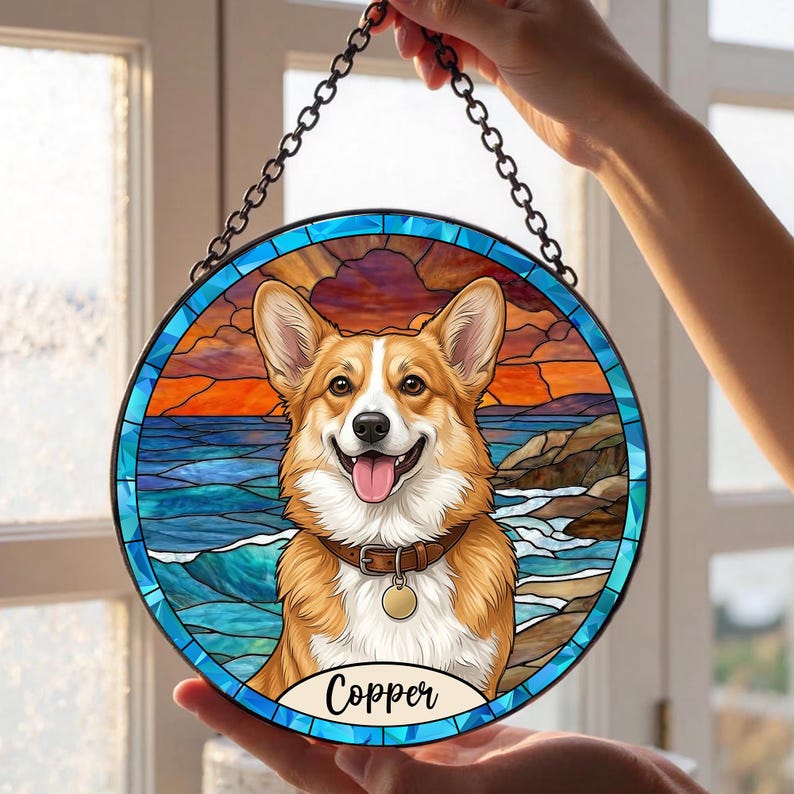 Custom Dog Window Suncatcher From Photo, Personalized Pet Window Decor ...