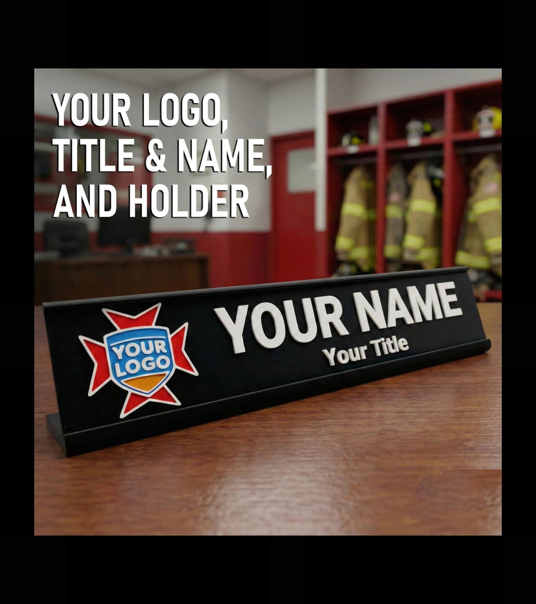 Custom Desk Name Plate With Logo | Personalized Office Sign | 3D ...