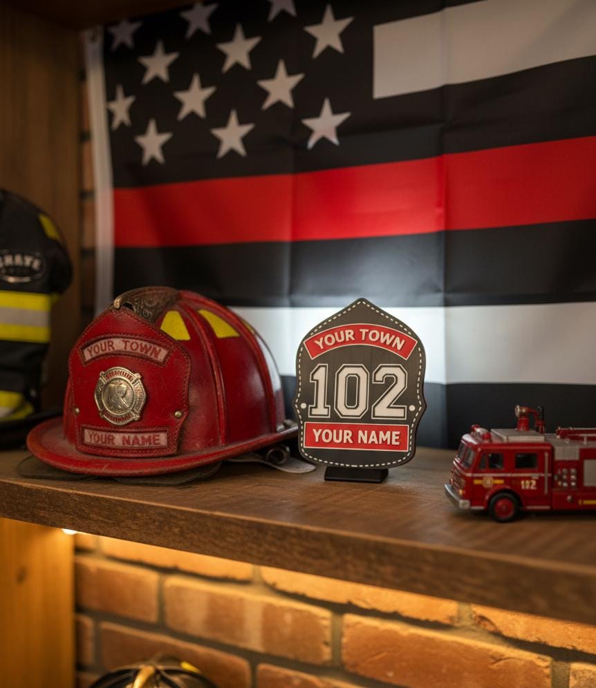 Personalized Firefighter Shield Plaque | 3D Printed Fireman Award - Etsy
