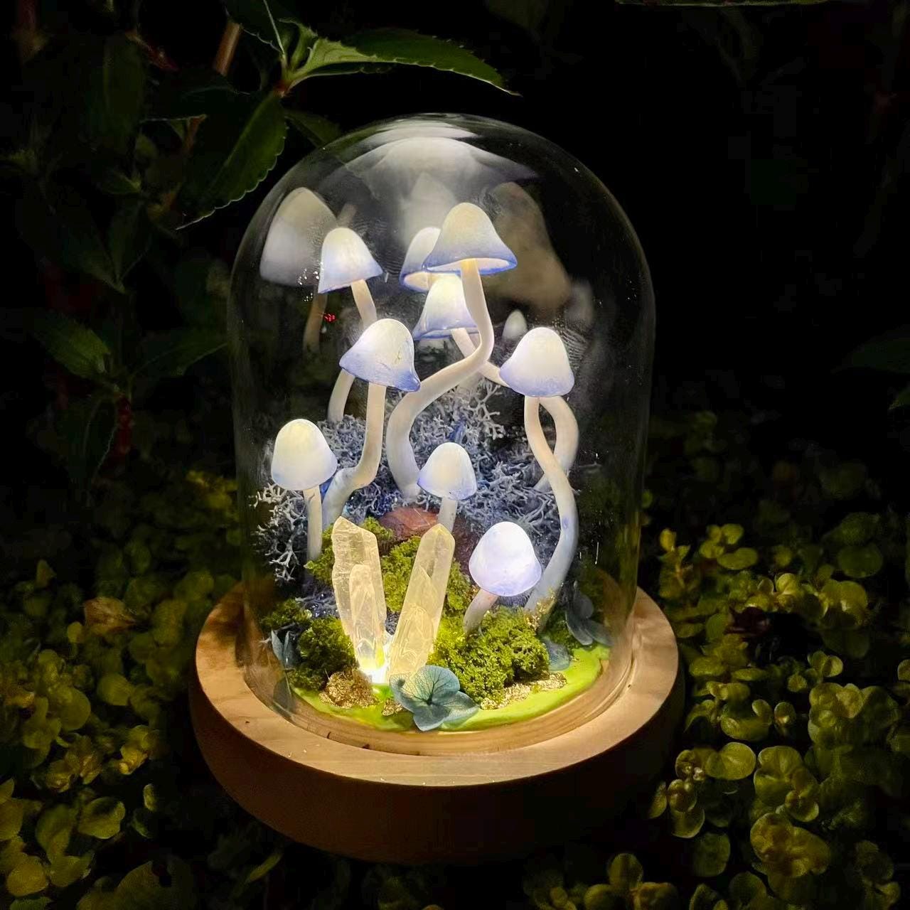 Handmade Mushroom Night Light: Glowing Crystal Fairycore Decor - Etsy
