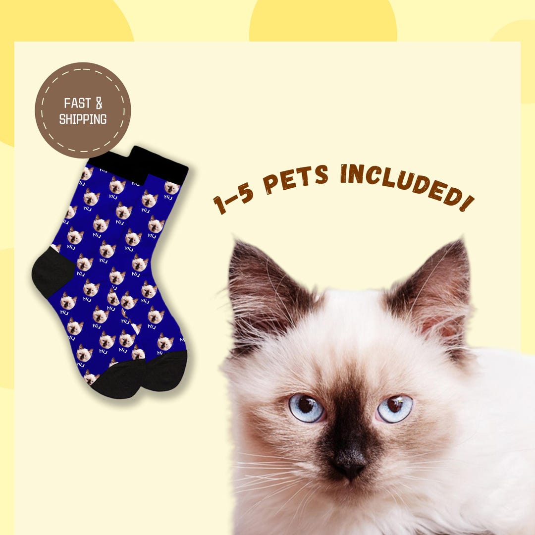 Custom Cat Socks: Kitty’s Photo Print - Personalized Gift for Cat ...