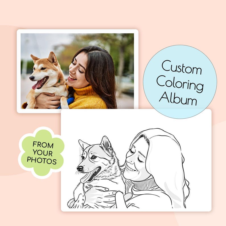Custom Coloring Book From Photos – 12, 24, 36, or 48 Custom Coloring ...
