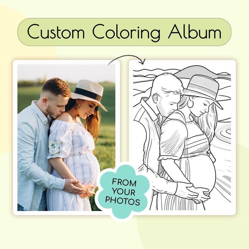Custom Coloring Pages From Photos: Personalized Family Gift (digital ...