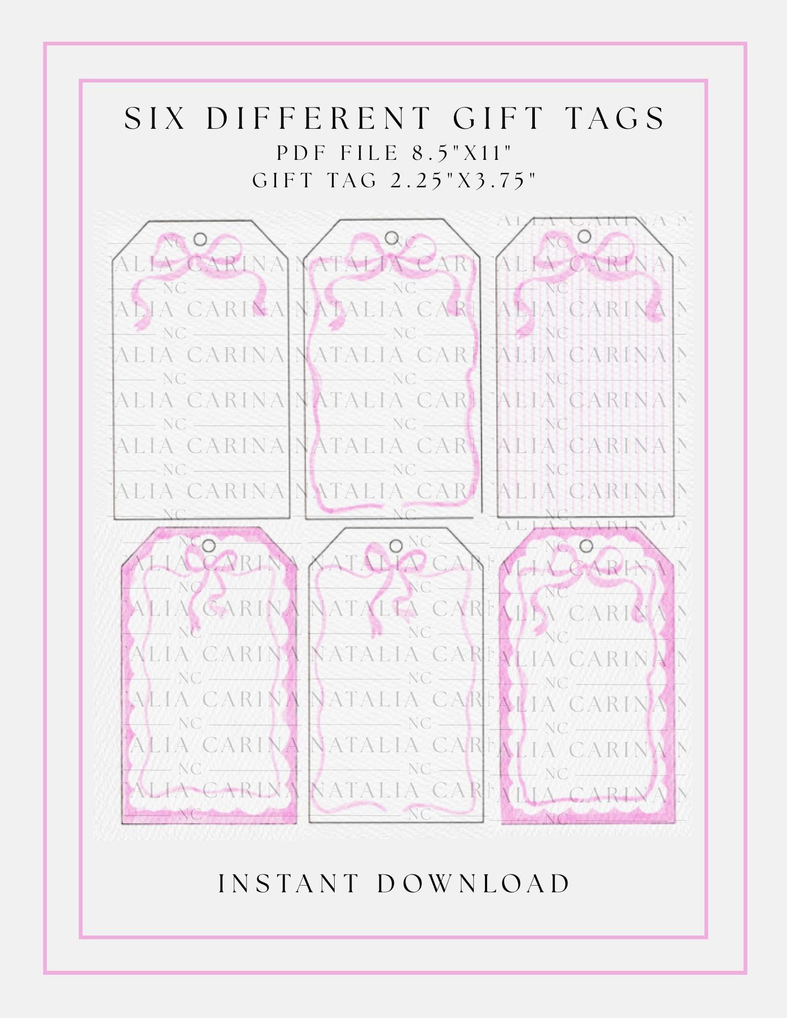 Bow Gift Tag | DOWNLOAD & PRINTABLE | Pink Watercolor | Bow Coquette ...