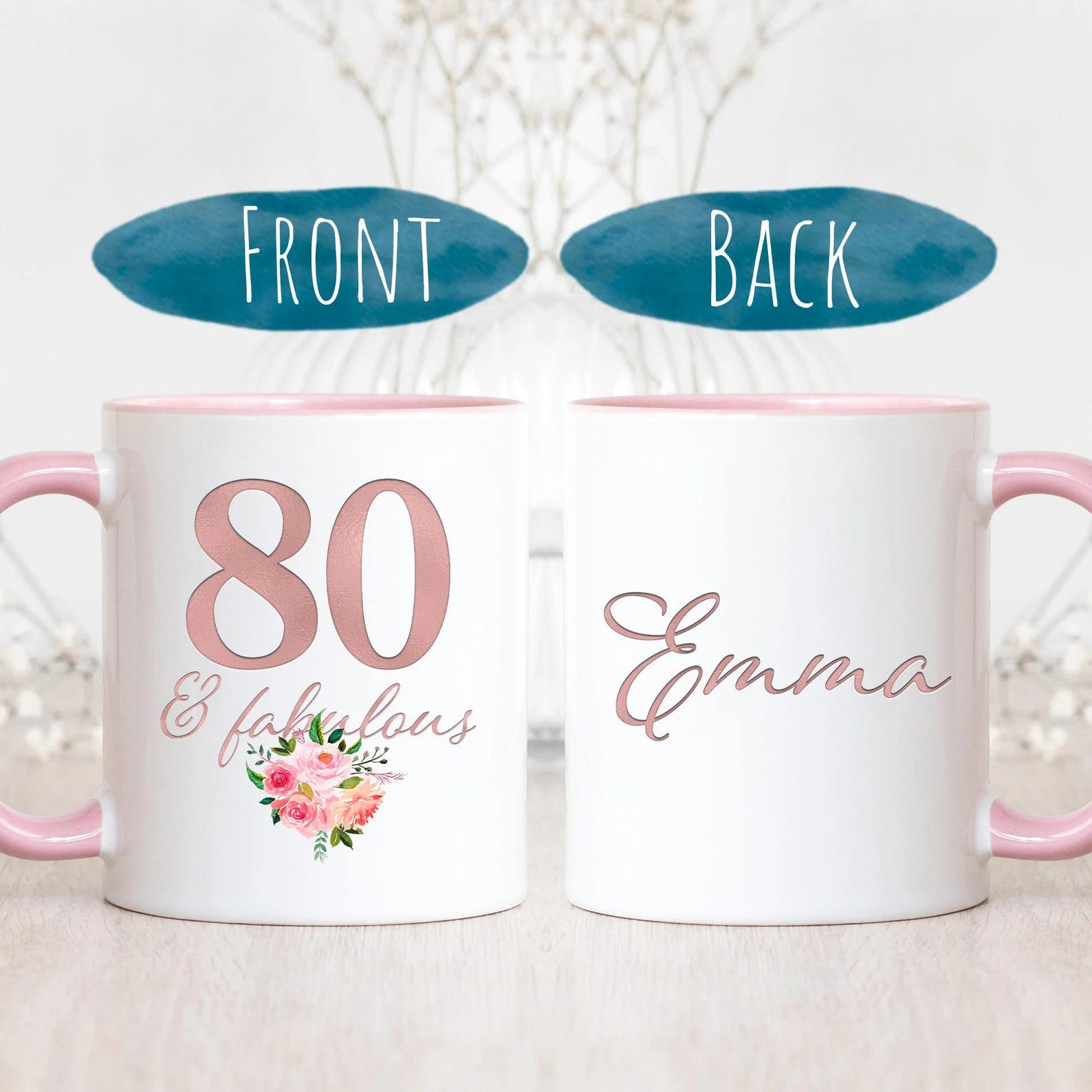80th Birthday Mug, 80 and Fabulous Coffee Cup, Personalized 80th ...
