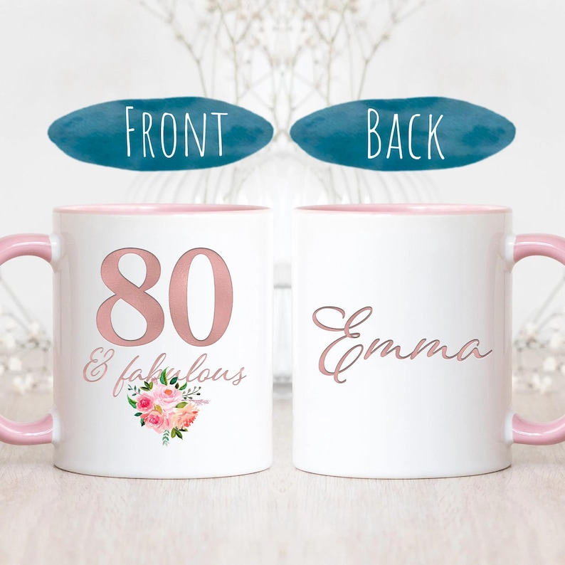 80th Birthday Mug, 80 and Fabulous Coffee Cup, Personalized 80th ...