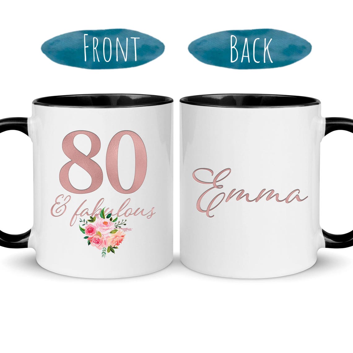 80th Birthday Mug, 80 and Fabulous Coffee Cup, Personalized 80th ...