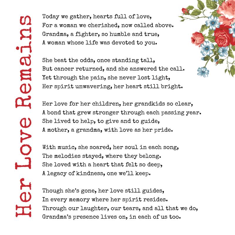 Custom Memorial Poem – Personalized Tribute for a Loved One’s Funeral ...