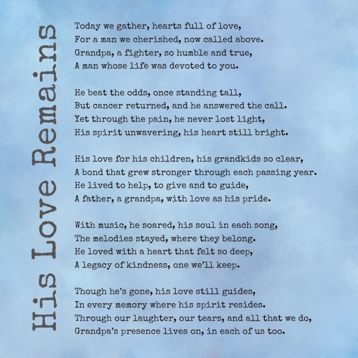 Custom Memorial Poem – Personalized Tribute for a Loved One’s Funeral ...