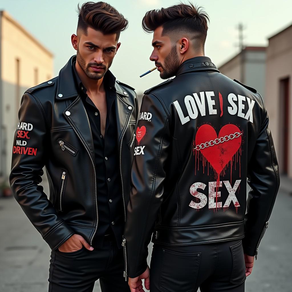 Handmade Leather Biker Jacket: Bold Heart Print, Rock Punk Style - Etsy