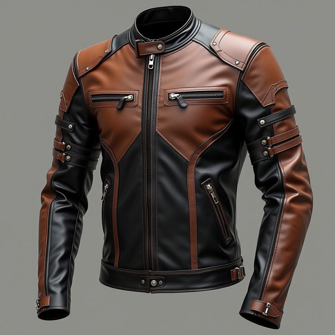 Handmade Genuine Leather Biker Jacket – Dual Tone Wax Finish | Brown ...