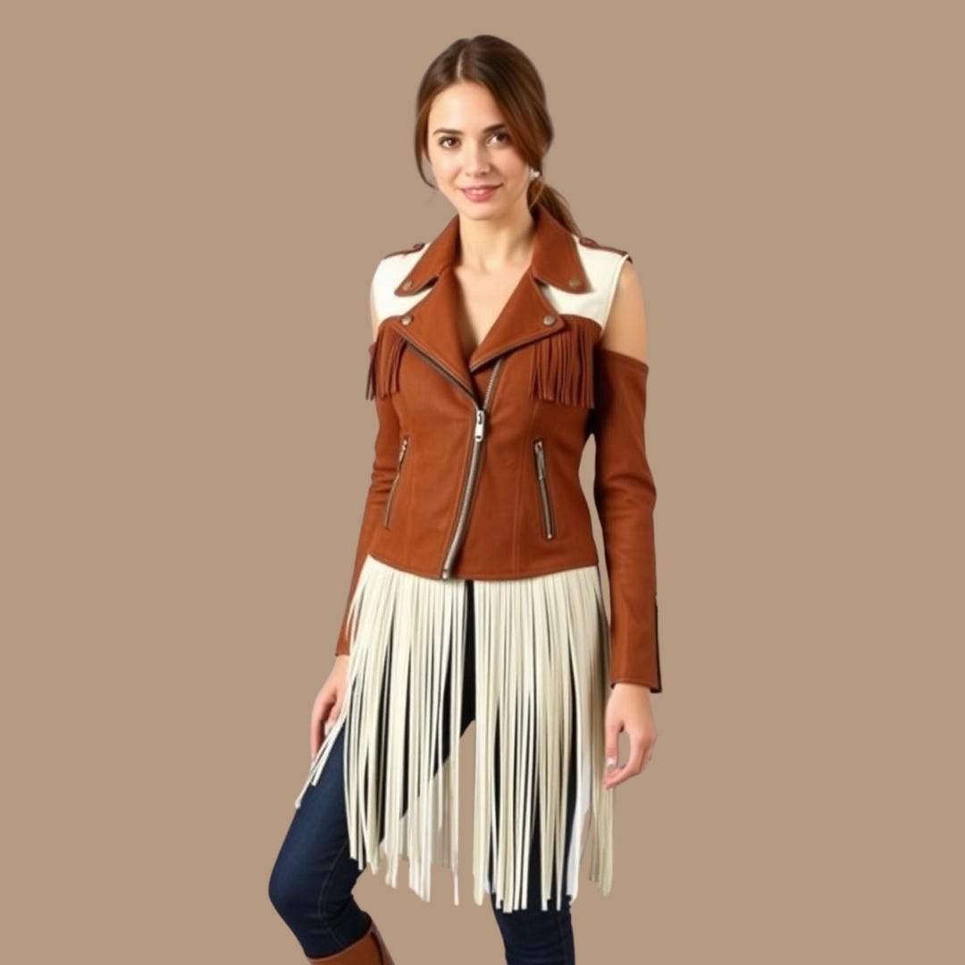 Handmade Suede Fringe Moto Jacket: Western Cold Shoulder Style - Etsy