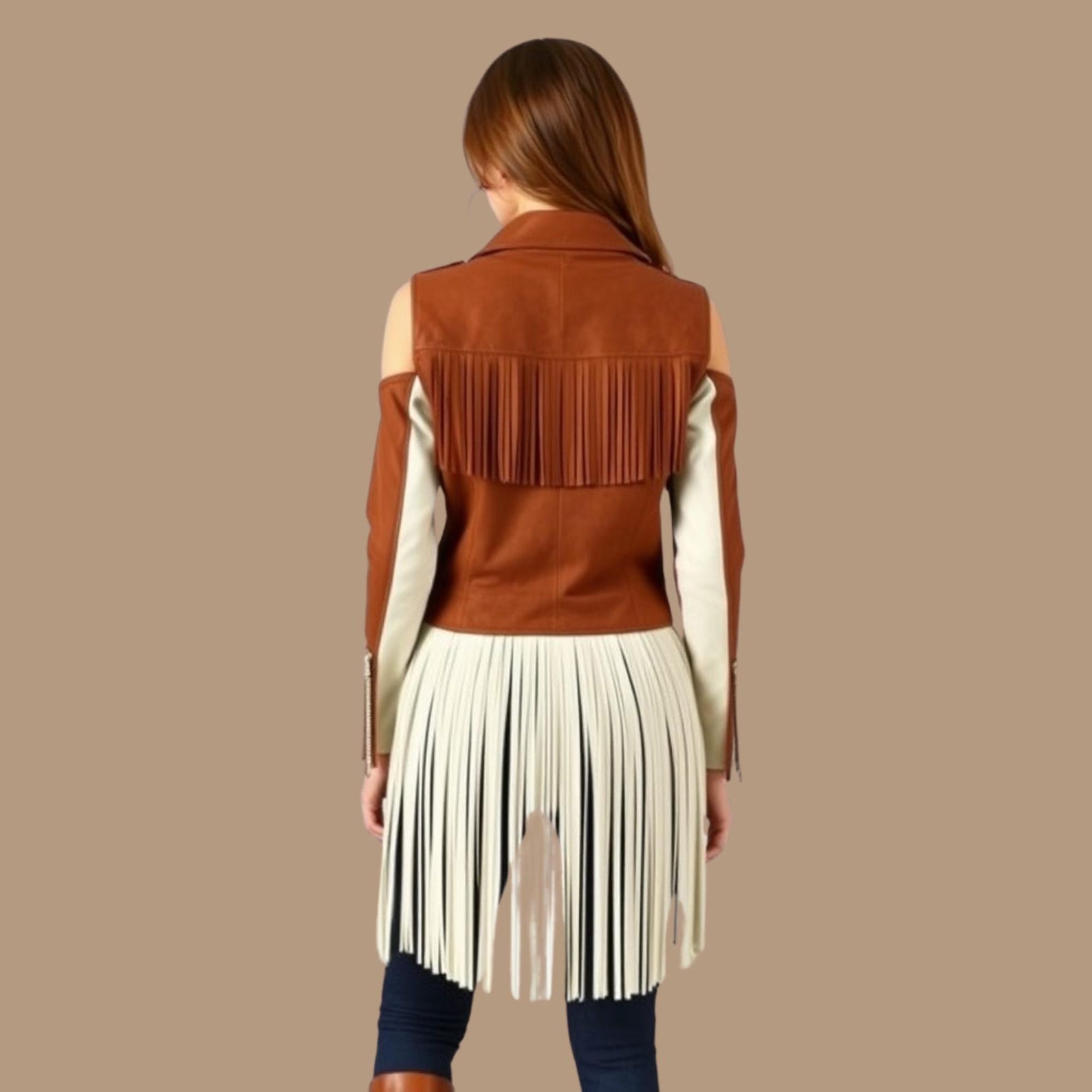 Handmade Suede Fringe Moto Jacket: Western Cold Shoulder Style - Etsy