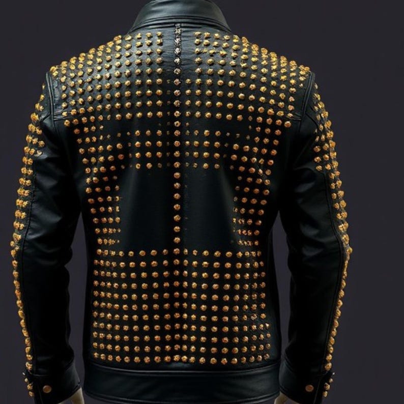 Handmade Black Leather Studded Jacket: Punk Rock Biker Coat - Etsy