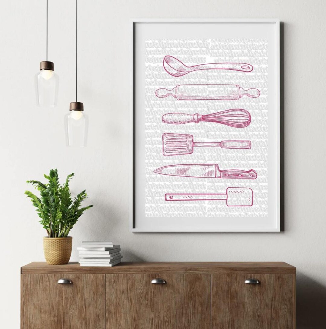Kitchen Utensils Digital Poster Print - Etsy