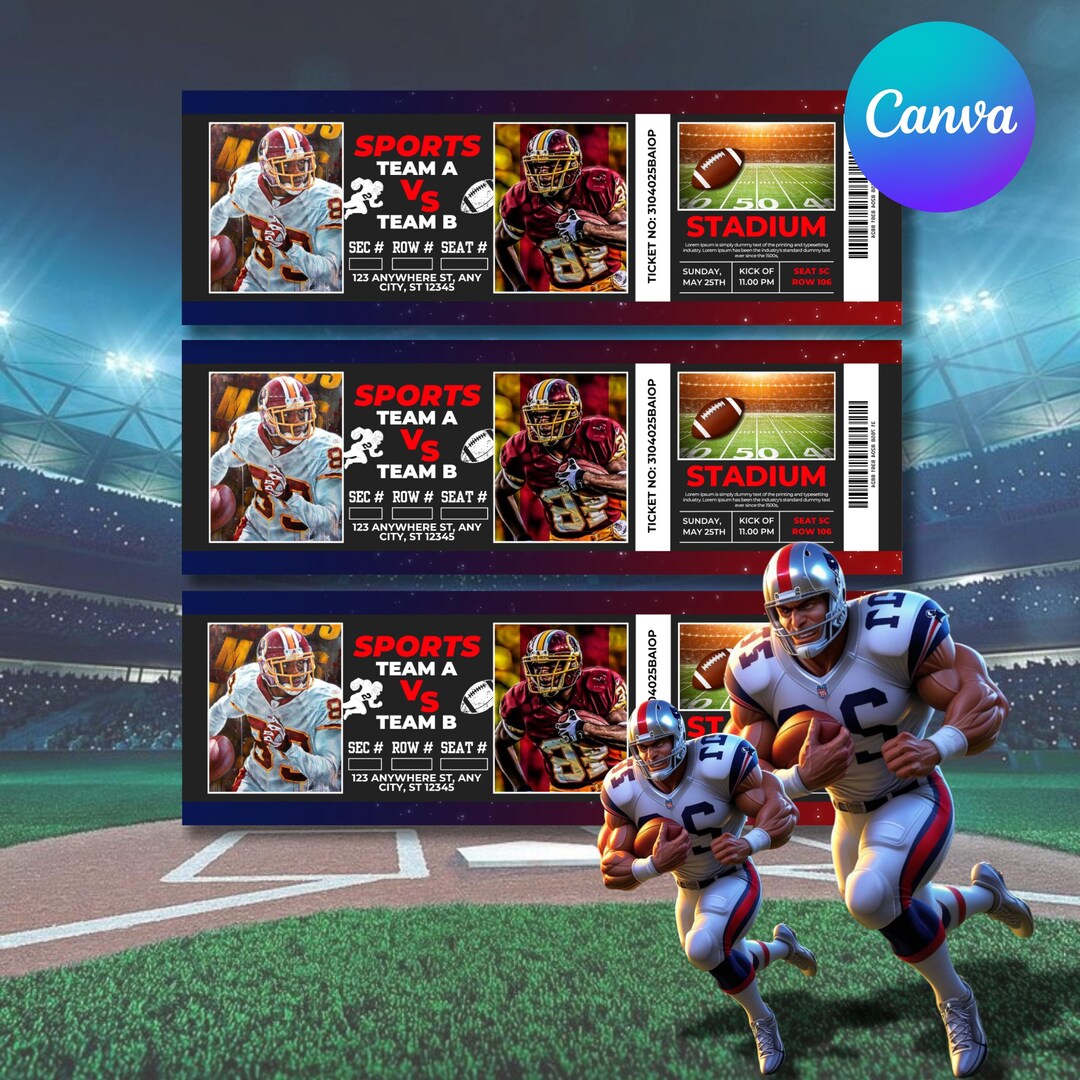 Editable Football Ticket, Football Game Ticket Gift, Football Birthday ...