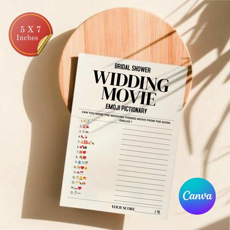 Bridal Shower Emoji Pictionary Game: Canva Editable Party Fun (digital ...