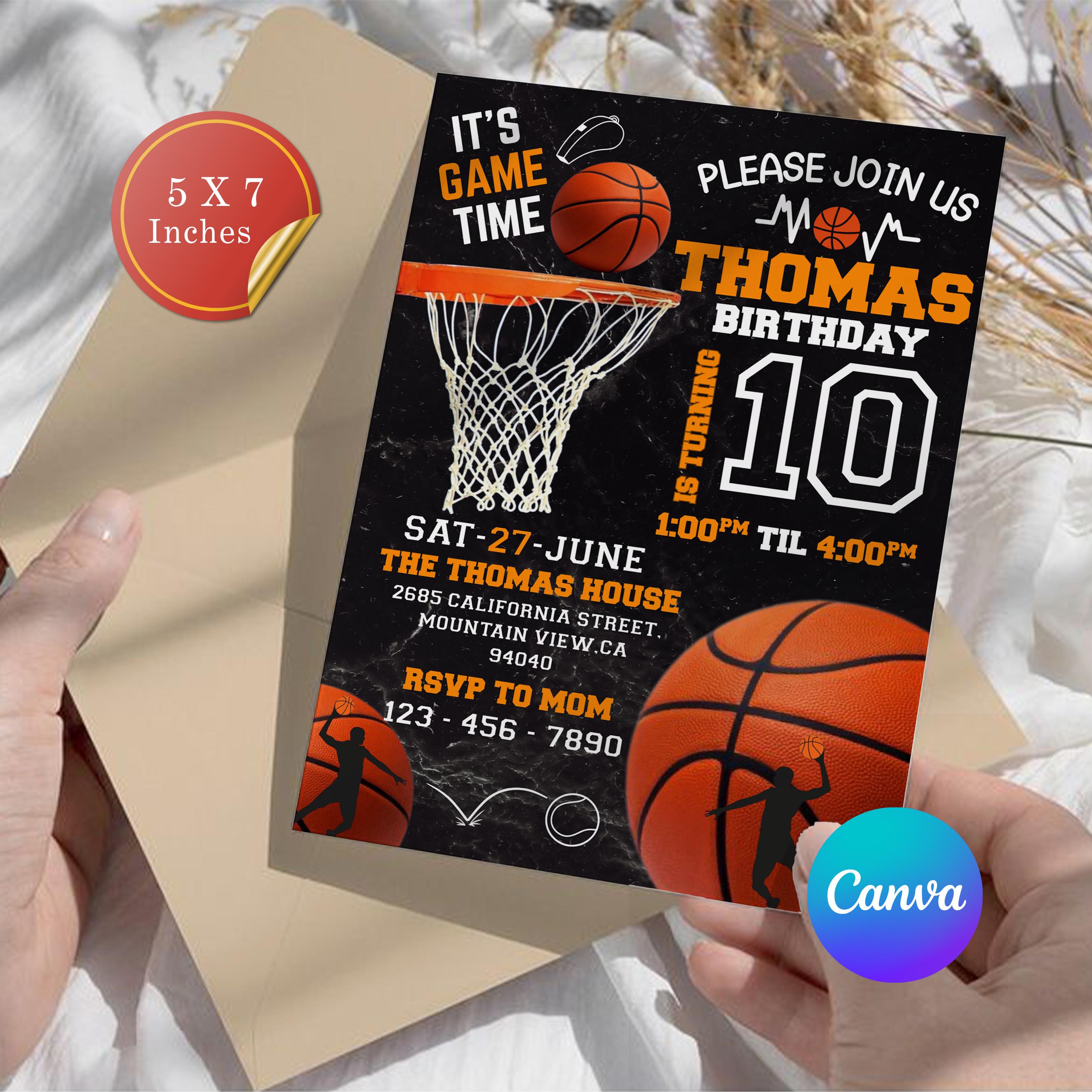 Basketball Birthday Invitation, Sports Invitation, Girls Boys Birthday ...