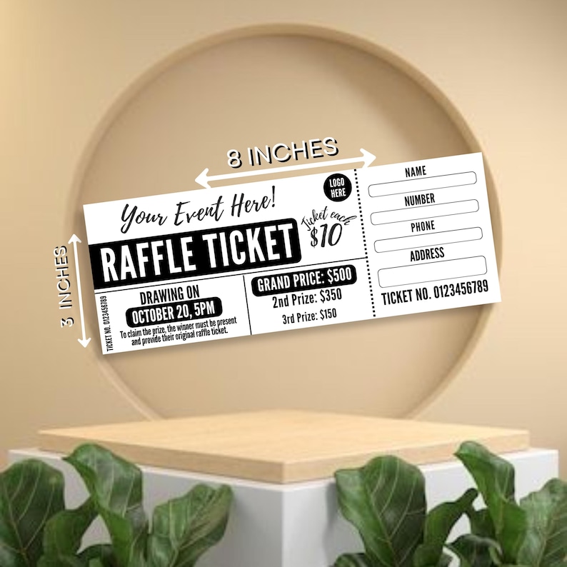 Editable Raffle Event Ticket Template, DIY Fundraiser Tickets, Custom ...