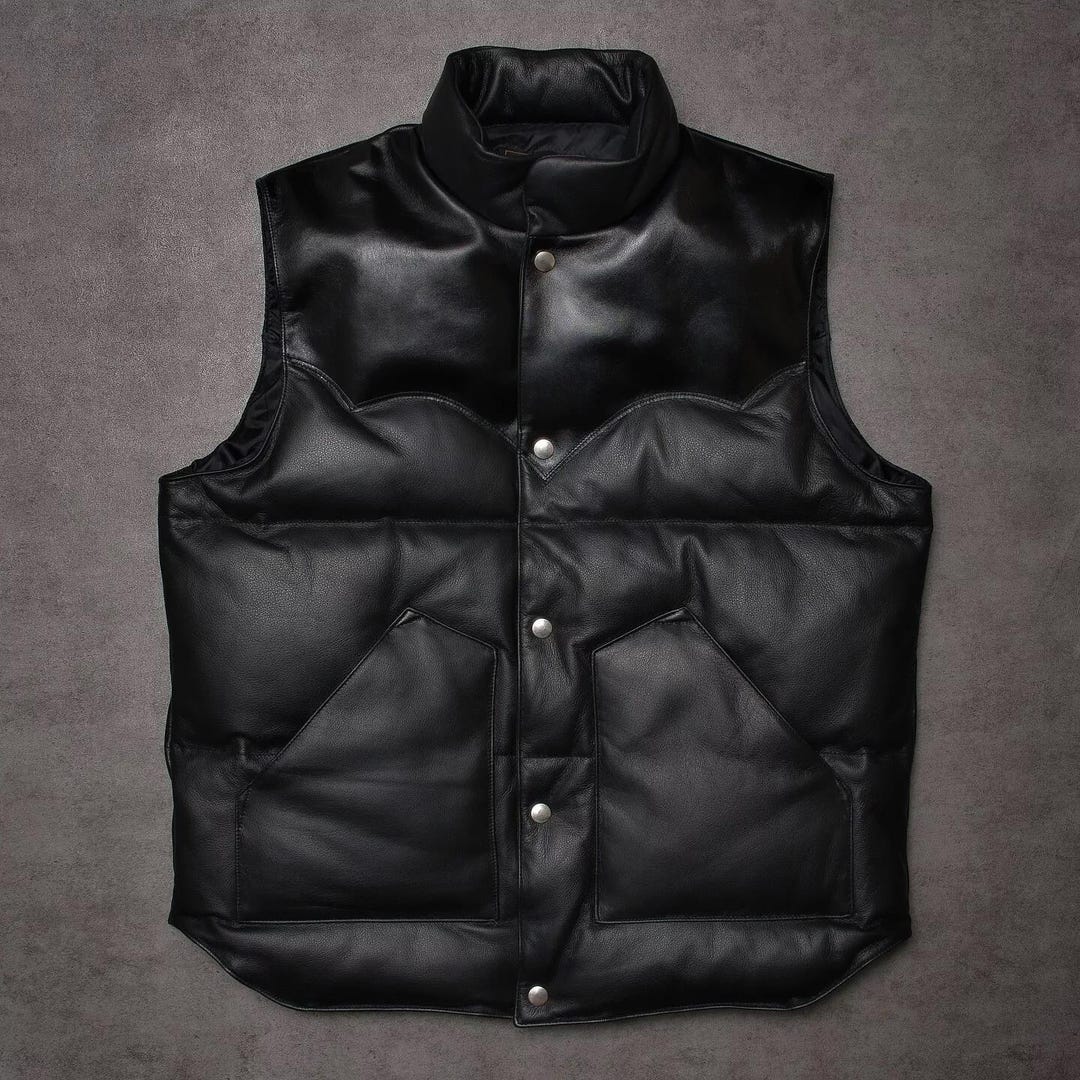 Men's Black Classic Puffer-bomber Lambskin Sleeveless Leather Jacket - Etsy