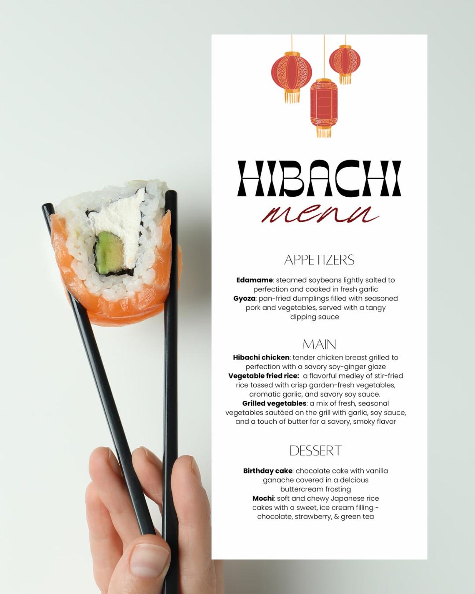 Hibachi Menu Template, Edit With Canva - Etsy