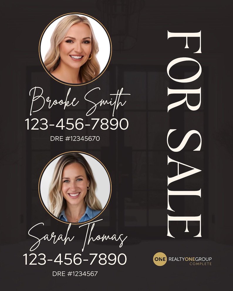 Two Agent Real Estate Yard Sign Template, Edit With Canva - Etsy