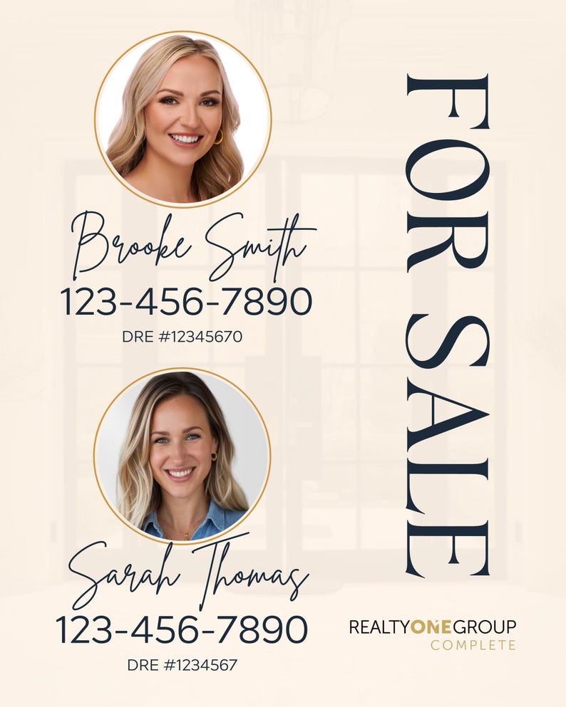 Two Agent Real Estate Yard Sign Template, Edit With Canva - Etsy